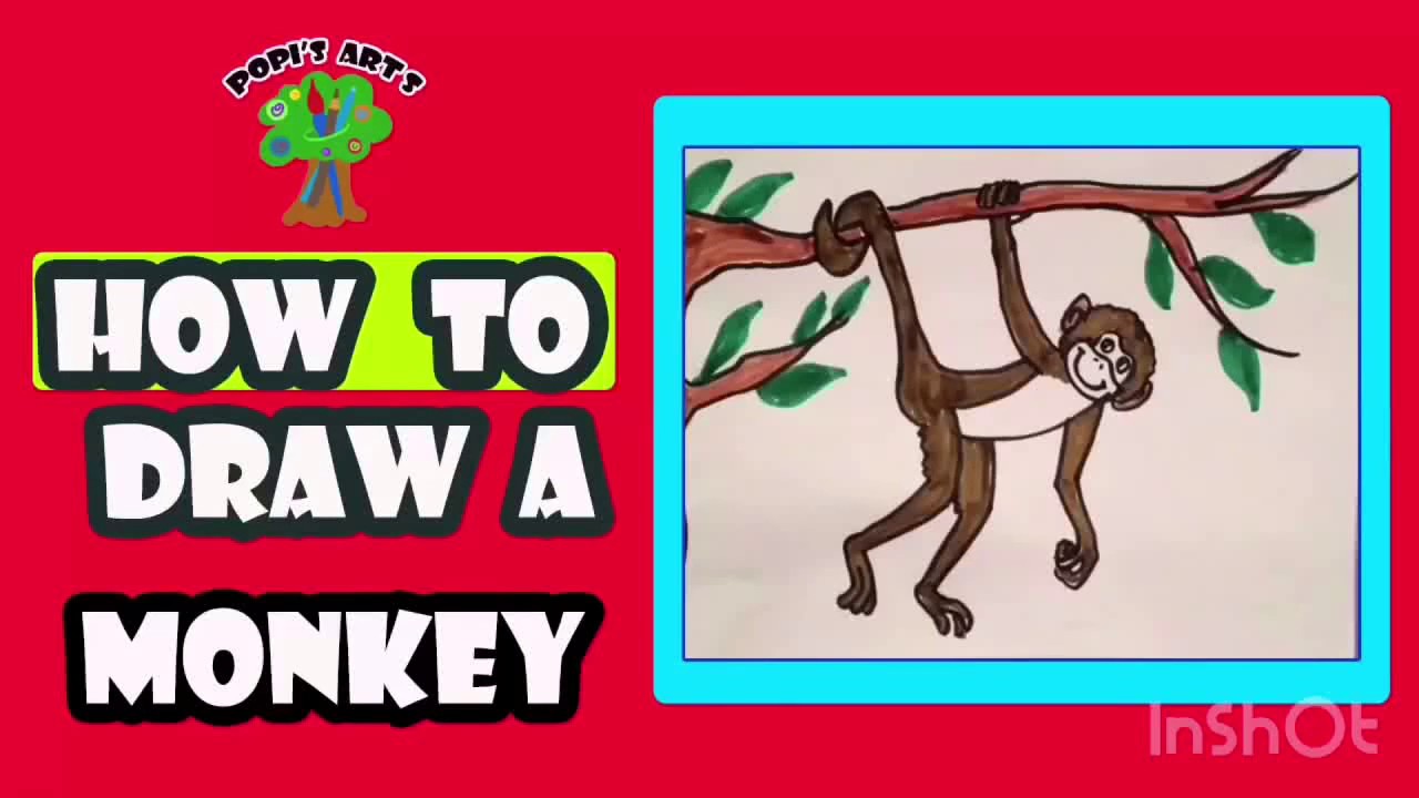 How To Draw A Monkey Hanging From A Tree