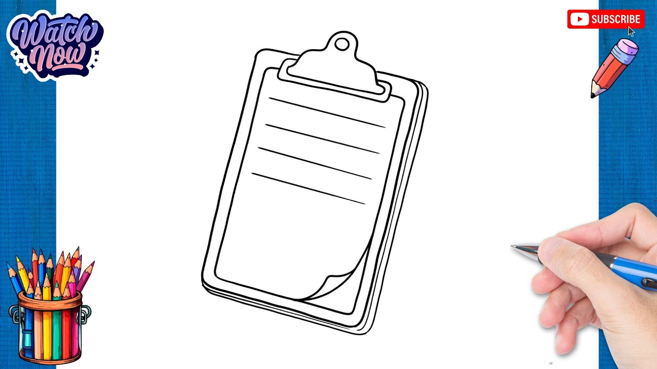 How to draw Clipboard - School Supplies Drawing - YouTube