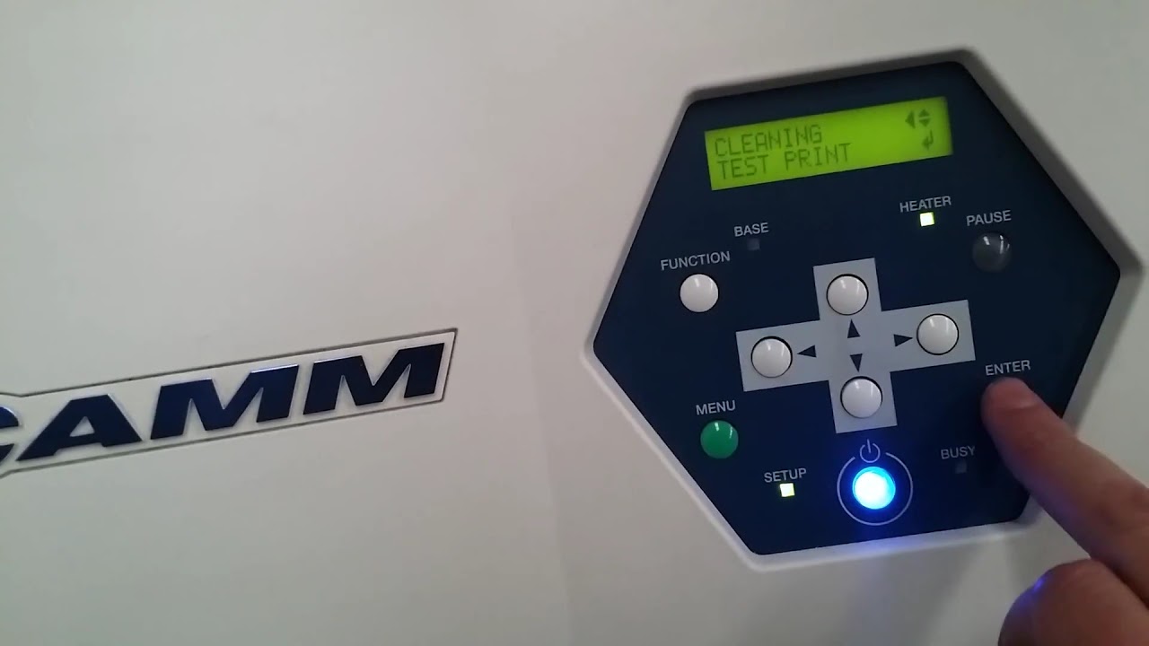Roland versacamm sp540i print test nozzle check - YouTube