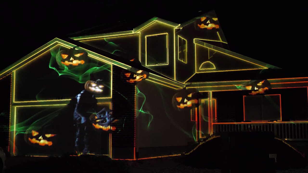 2023 Halloween House Projection Mapping Display Live - YouTube