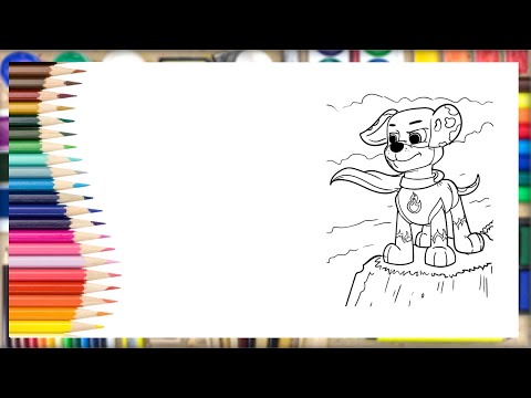 Coloring Marshall in Super Paws Mighty Pups Mode - Paw Patrol Coloring ...