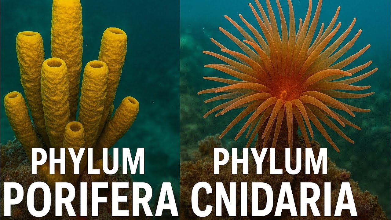 Phylum Porifera | Phylum Cnidaria | Characters of Porifera and Cnidaria ...