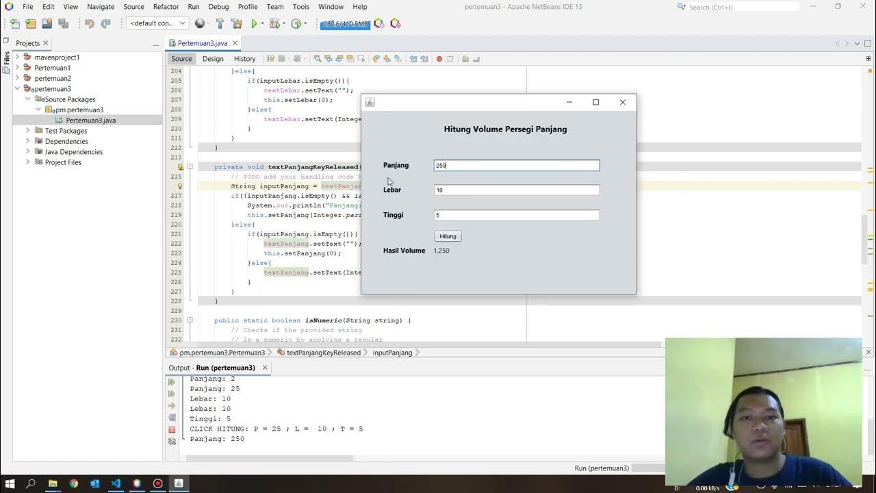 Java JFrame Menghitung Volume Persegi Panjang - Netbeans - YouTube