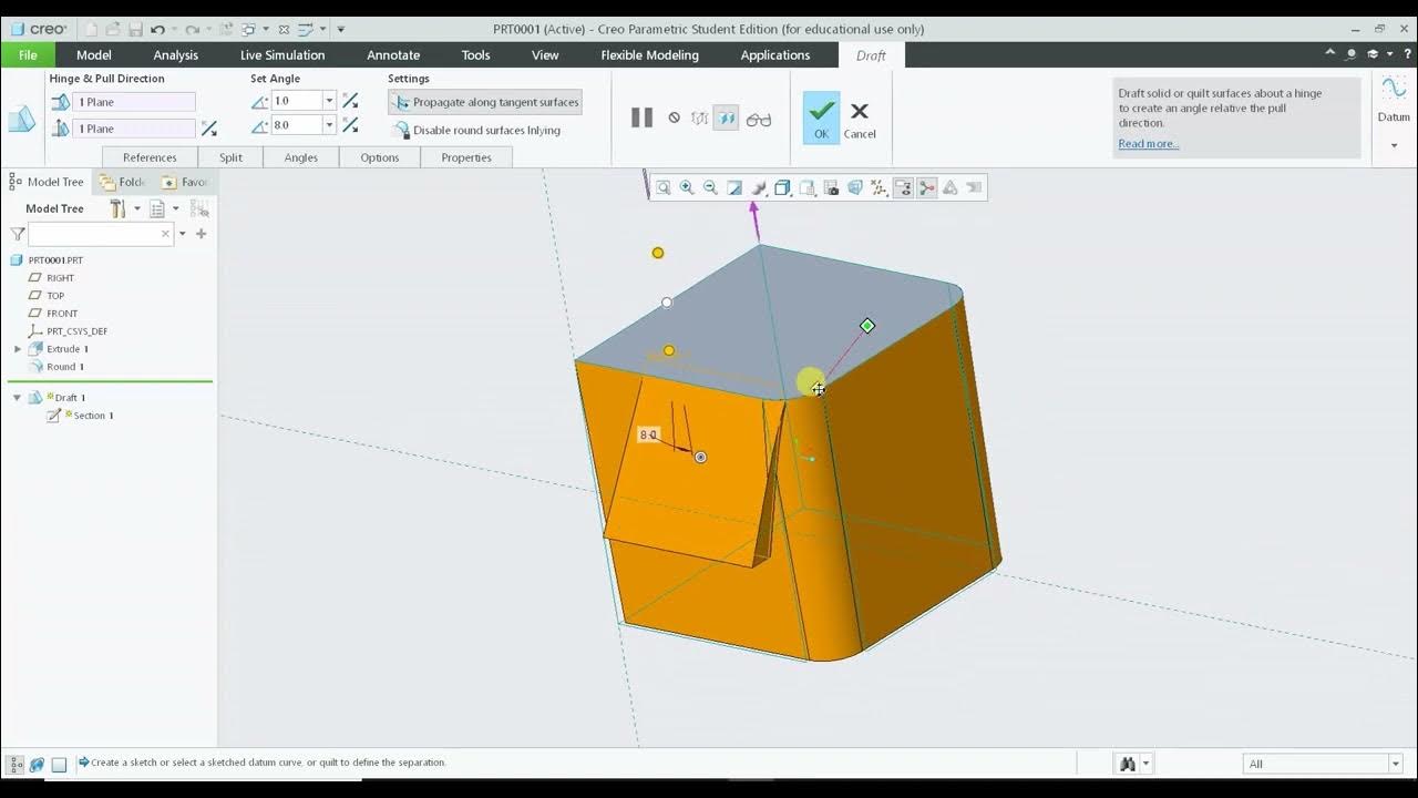 Split Draft - Closed Loop Section - Creo Parametric - YouTube