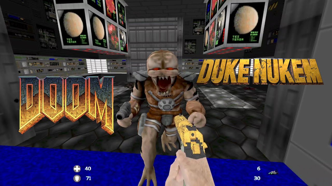 Doom 1 vs Duke Nukem Levels 1-2 Hangar And Nuclear Plant Classic Doom ...