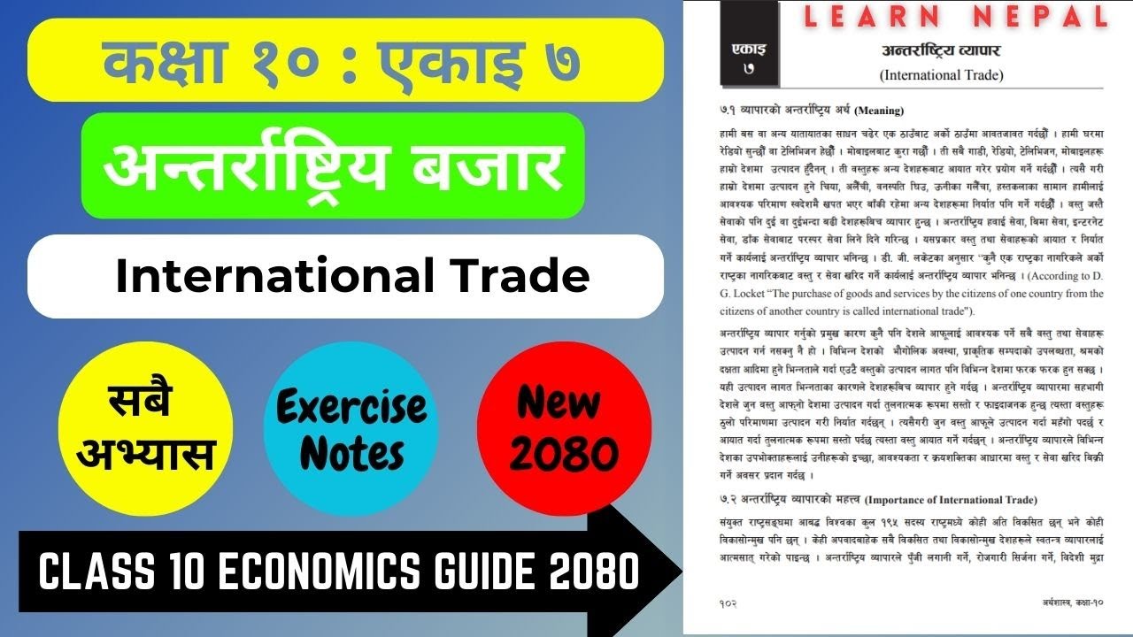 Class 10 Economics | Unit 7 | International Trade (अन्तर्राष्ट्रिय बजार ...