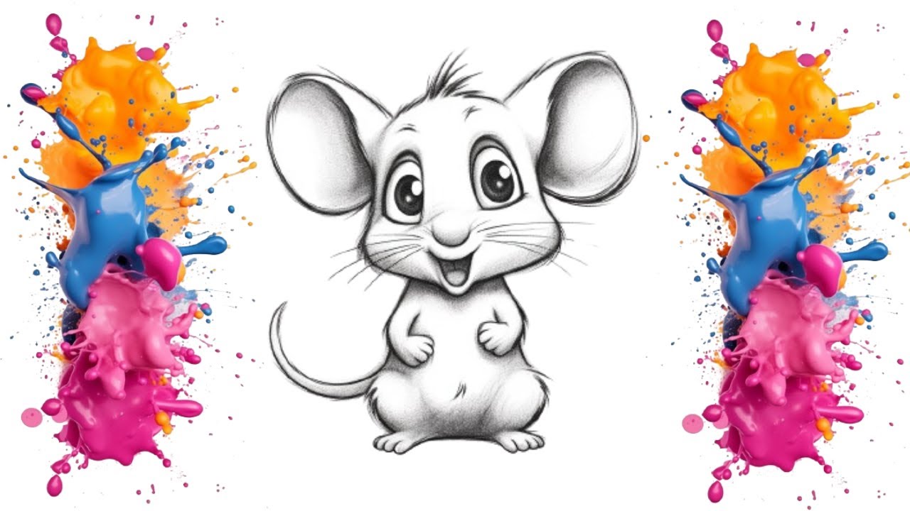Funny Mouse 🐀 Drawing For Kids - Coloring Sketch For Children, Toddler ...