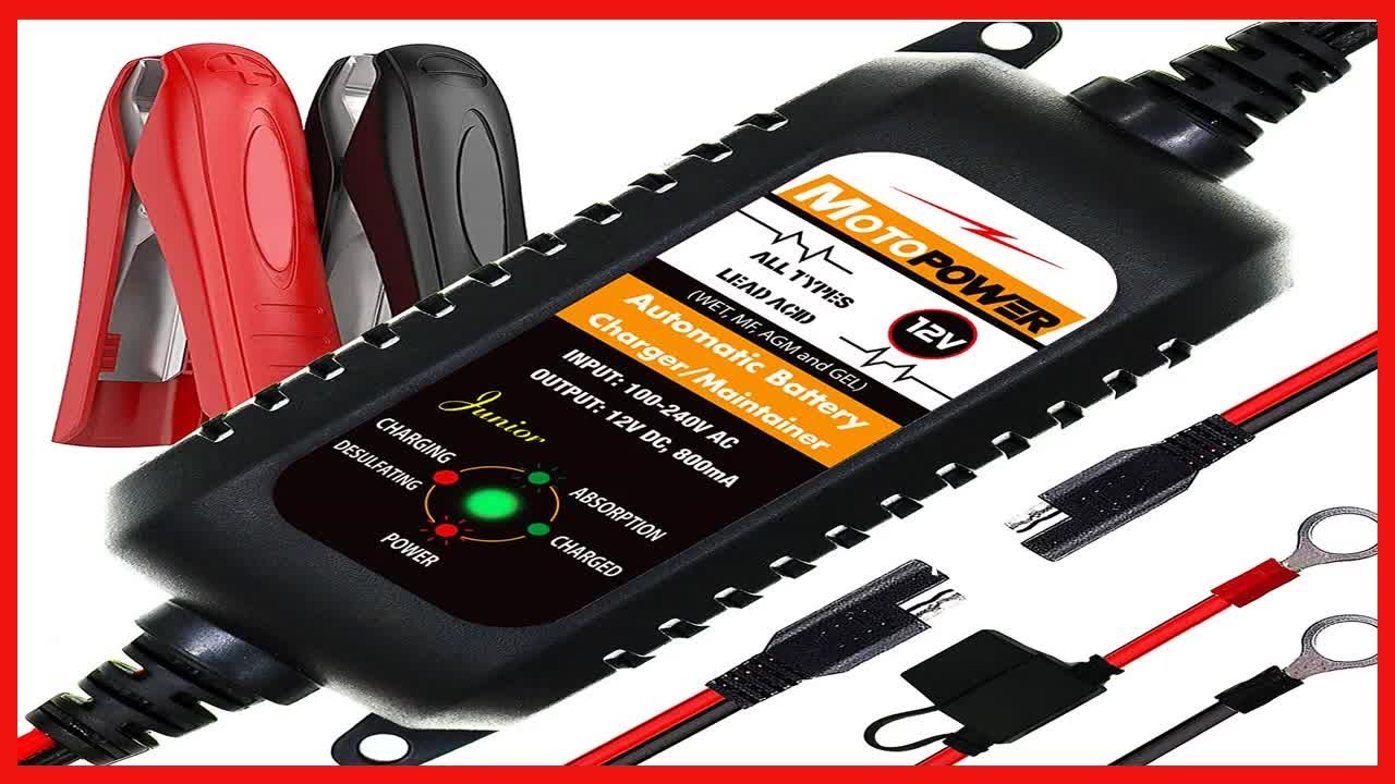 MOTOPOWER MP00205A 12V 800mA Automatic Battery Charger, Battery ...