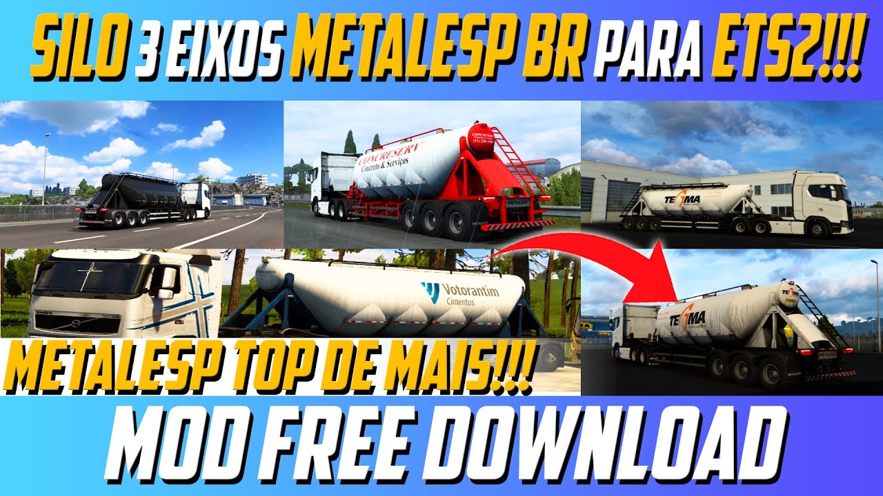 ETS2 MODS 1.48 PACK de REBOQUE SILO 3 EIXOS METALESP BR para EURO TRUCK ...