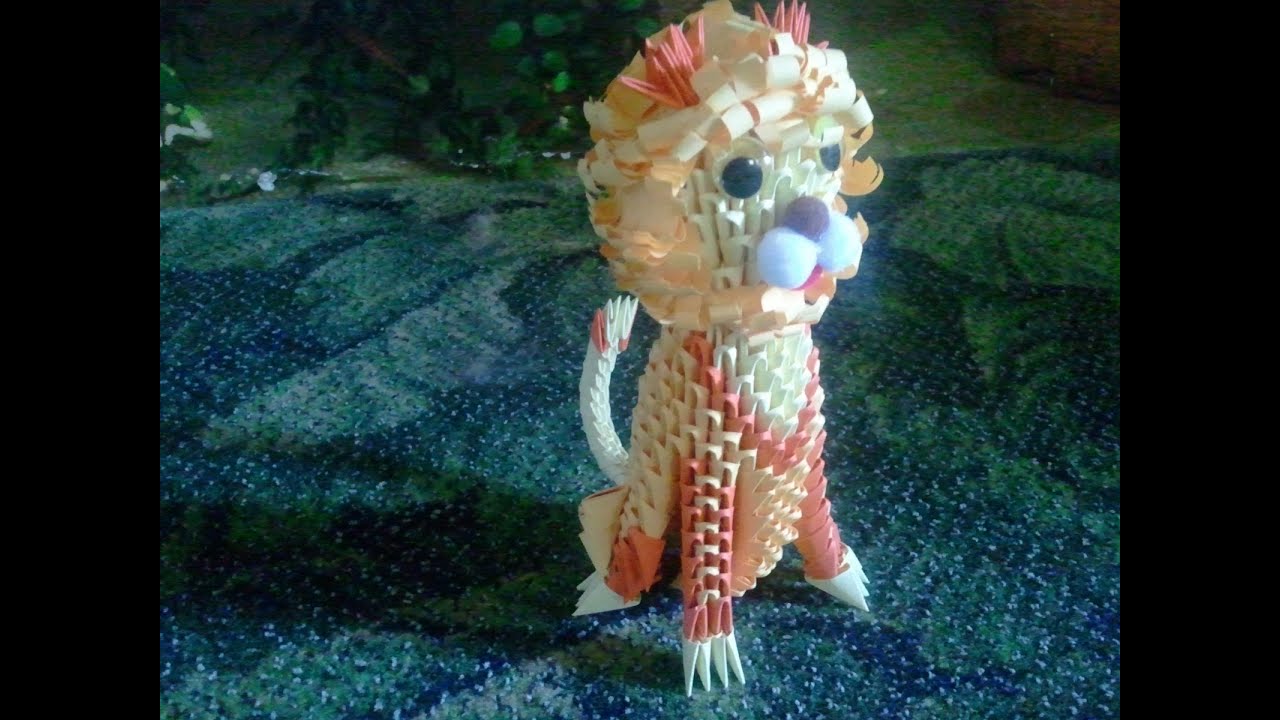How to make 3d Origami LION - YouTube