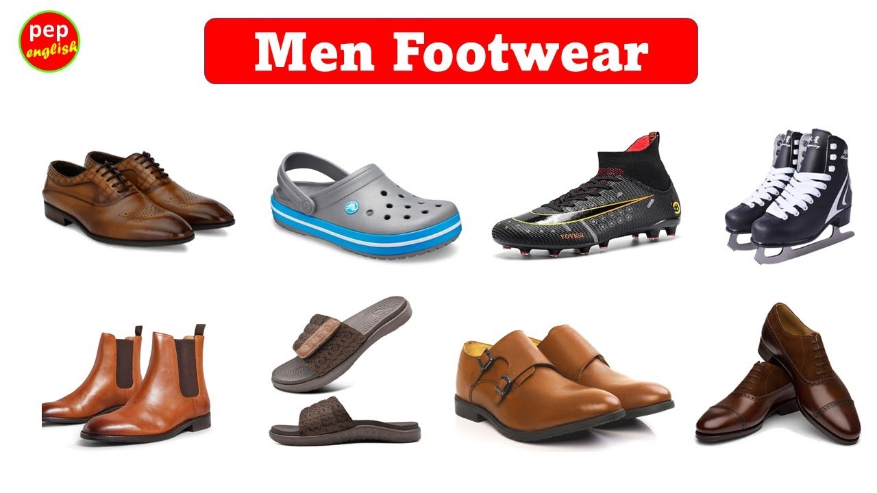 Men footwear types in English | English vocabulary | Types of footwear ...