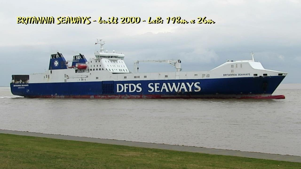 roro ferry BRITANNIA SEAWAYS OZTS2 IMO 9153032 leaving Emden Germany ...
