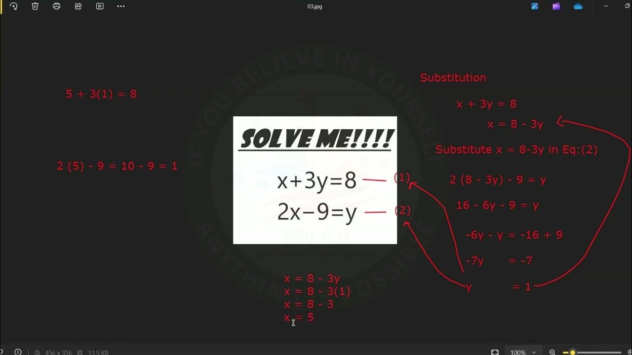 GED Math - Equations (Solving Two Variables by Substitution Method) - YouTube