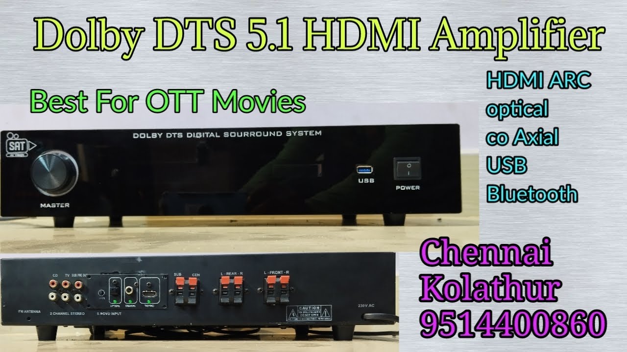 Dolby DTS 5.1 HDMI ARC Amplifier, best for OTT Movies,7.1 Speaker setup ...