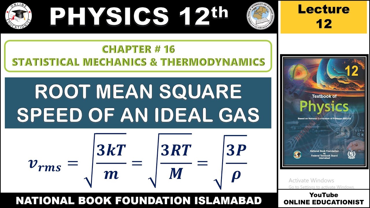 Root Mean Square Speed of An Ideal Gas | Average Speed | Chapter 16 ...