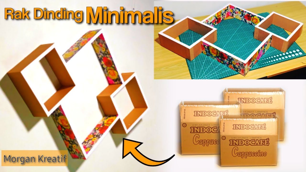 Membuat rak dinding minimalis modern dari kardus bekas #2 || Kerajinan ...