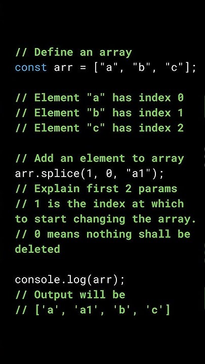 JavaScript (JS) Insert an Item into an Array at Specific Index #shorts - YouTube