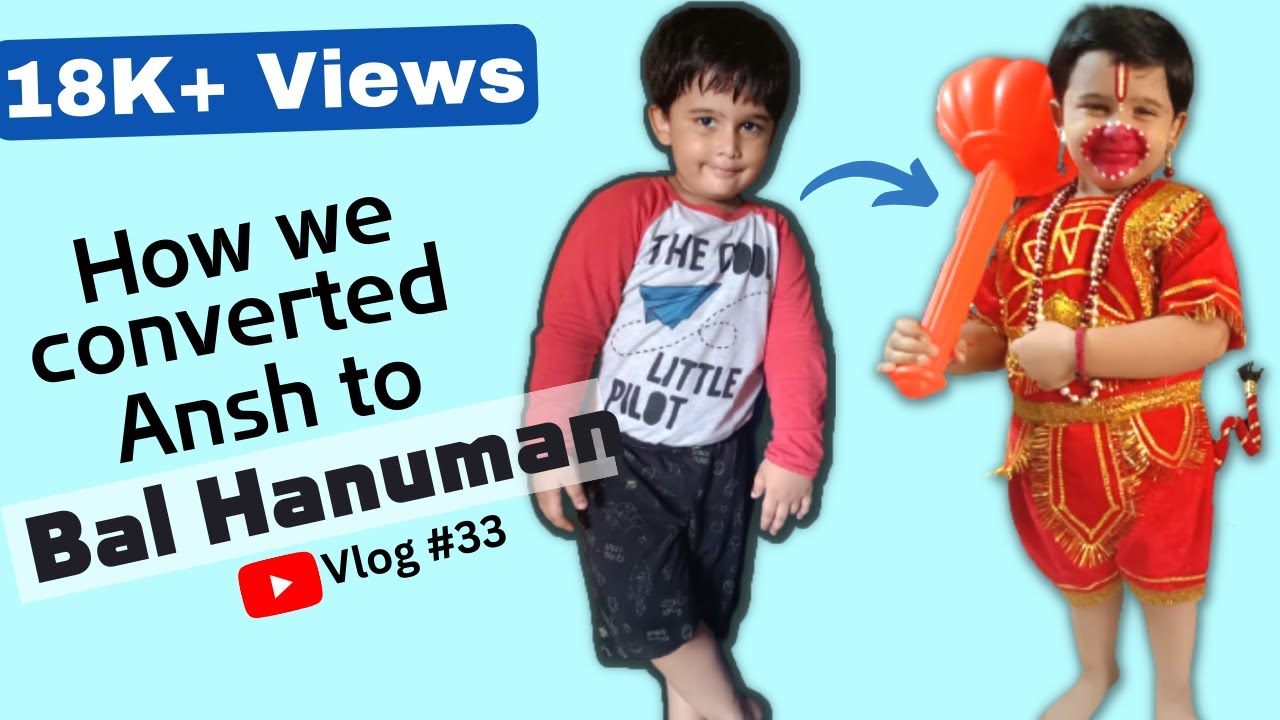 Easy Bal Hanuman makeover for kids | Hanuman ji Fancy Dress & Makeup ...