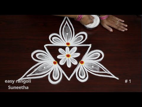 2 Creative Triangle kolam rangoli designs by Suneetha🌺Easy & simple ...