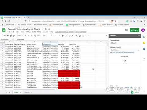 Geocoding Address demo using Google Sheets Add on's - YouTube