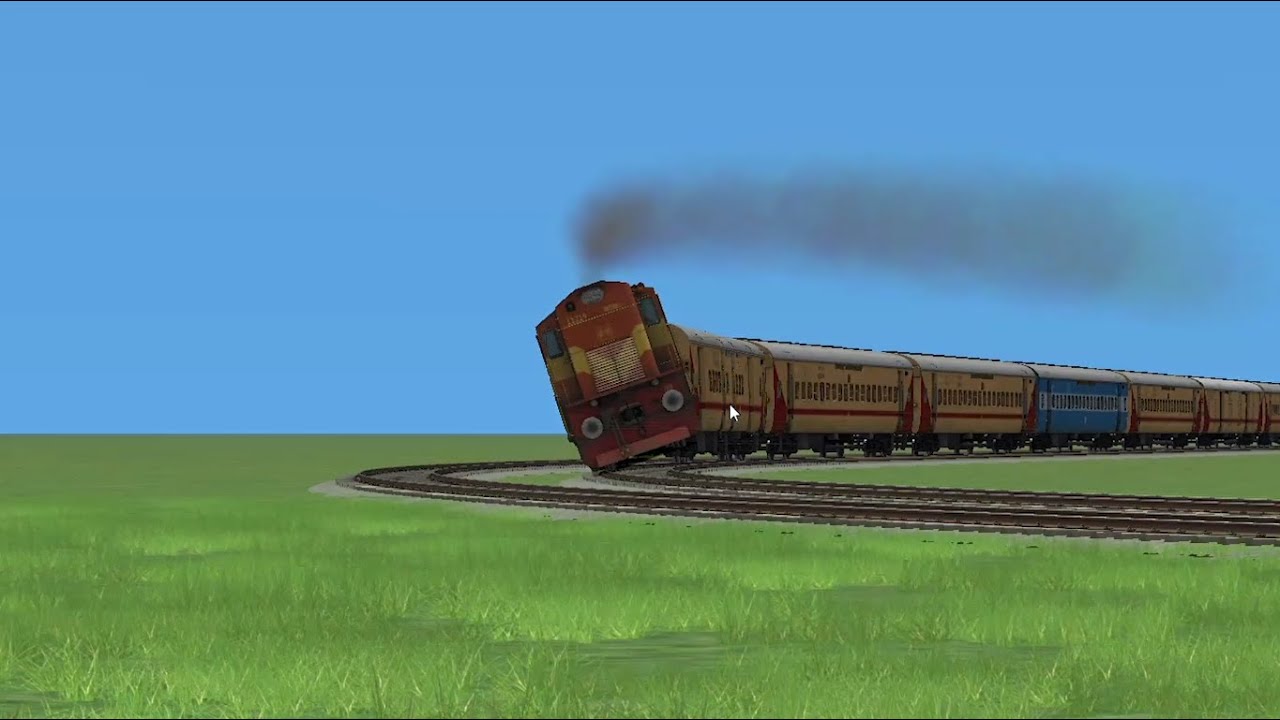 WDM3D Passenger Train Accident on Curve | ICF Coach Derailment | Train ...