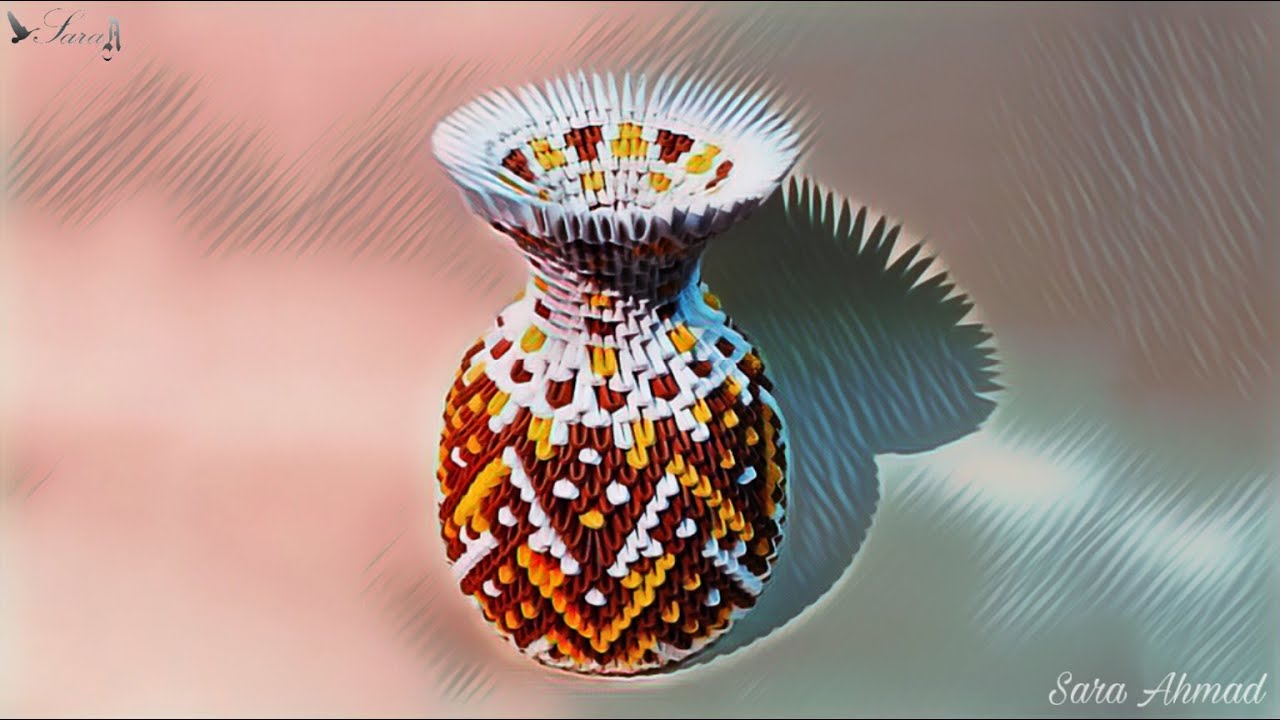 How to make 3d origami Vase 83 - YouTube