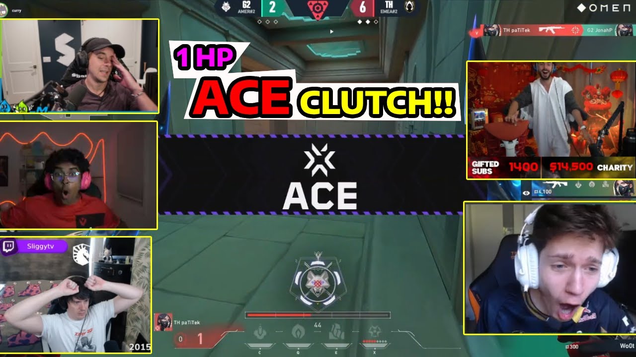 Streamers React on TH paTiTek 1HP ACE Clutch vs G2 | VCT Masters ...
