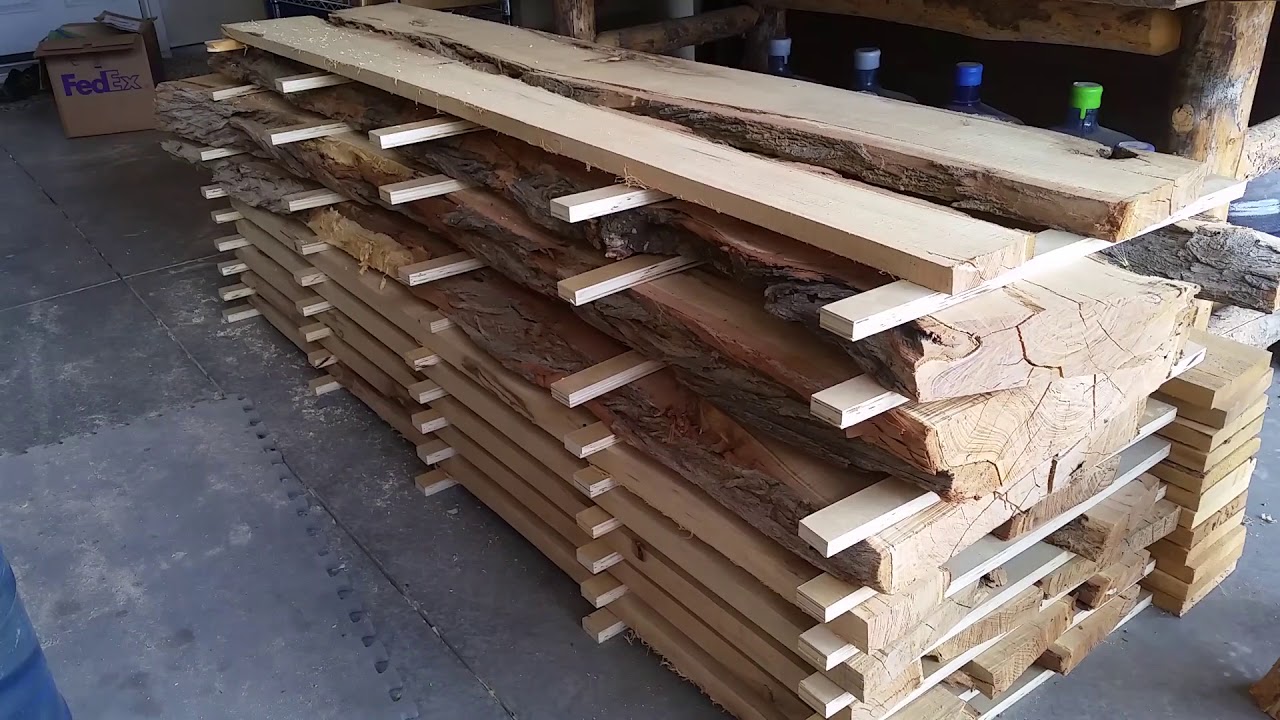 Stickers used as spacers for wooden slabs - YouTube