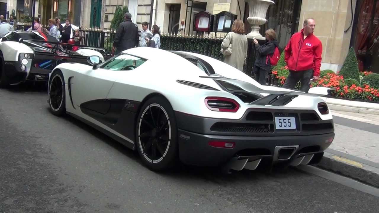 Koenigsegg Agera R Pagani Zonda Cinque Roadster at Paris - YouTube