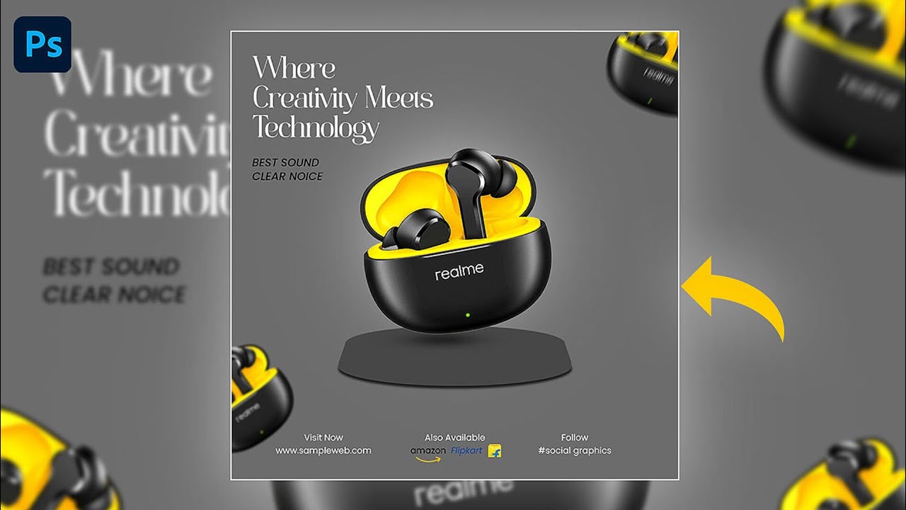 Photoshop Tutorial E-commerce Product Benner Design | Social Media Post ...