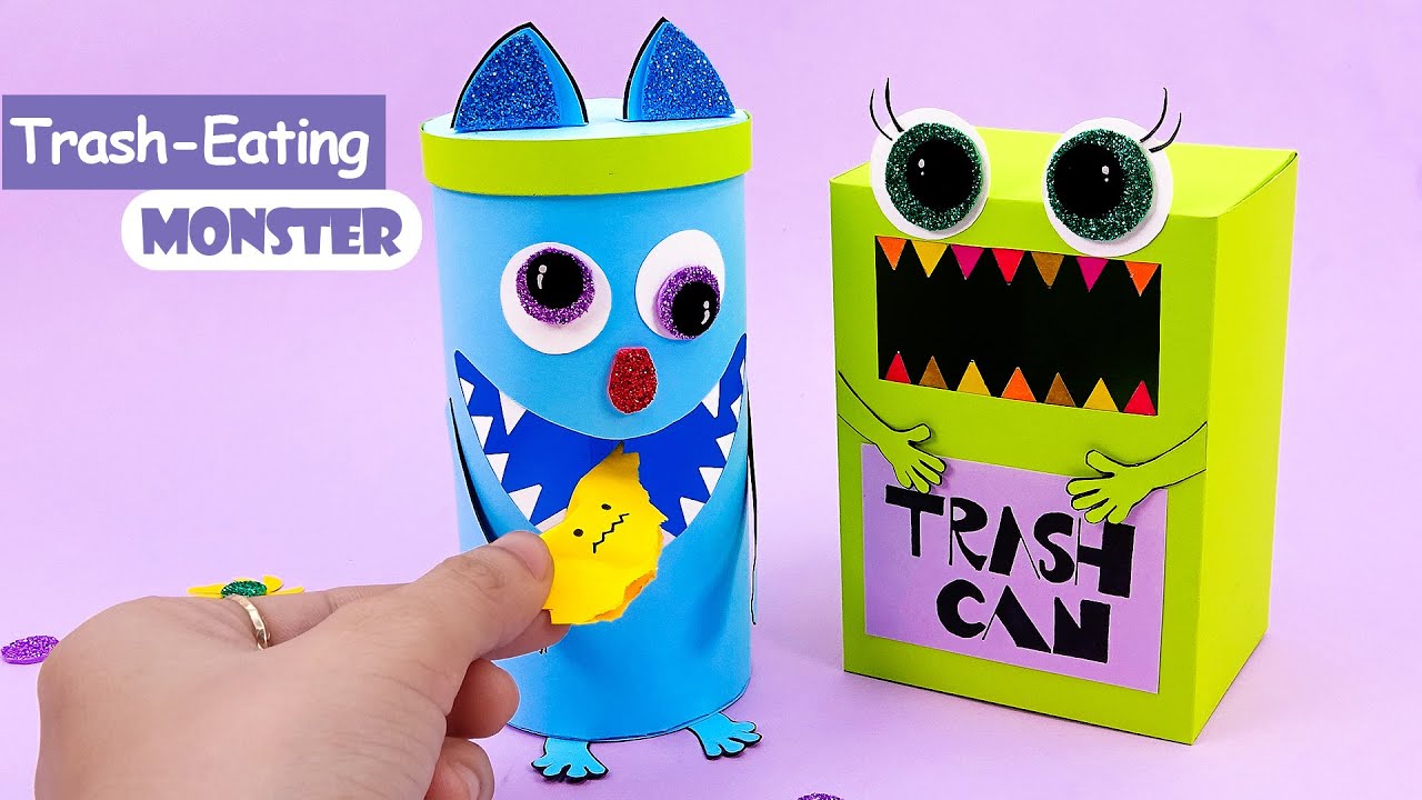 DIY Monster Trash Idea From Paper /How to make trash bin /Dust Bin ...