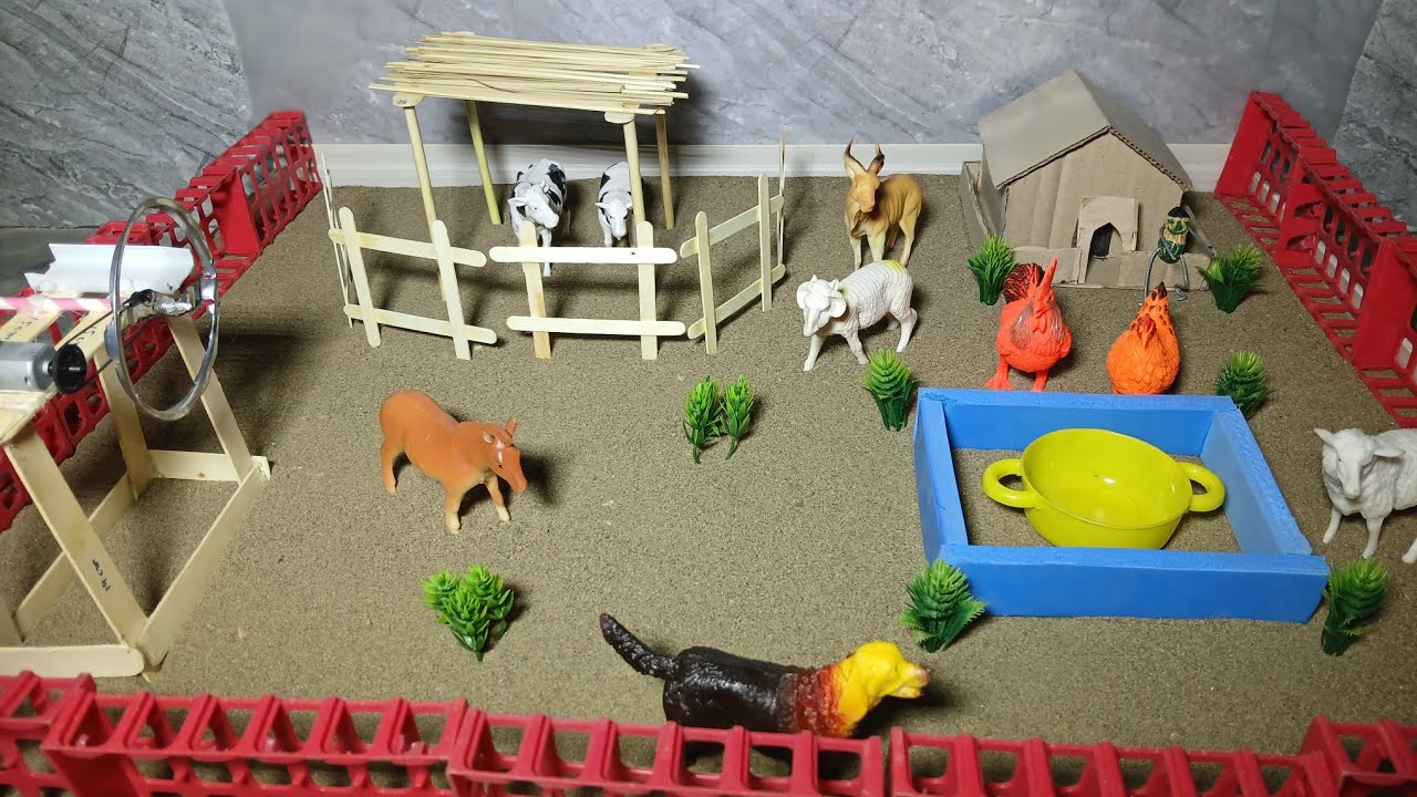 DIY Mini Cow Shed Water Mud for Animals Amazing | How to Make Mini Farm ...