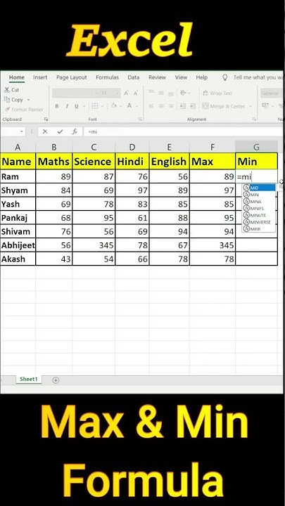 how to use Max and Min formula in excel | excel formula | #Shorts - YouTube
