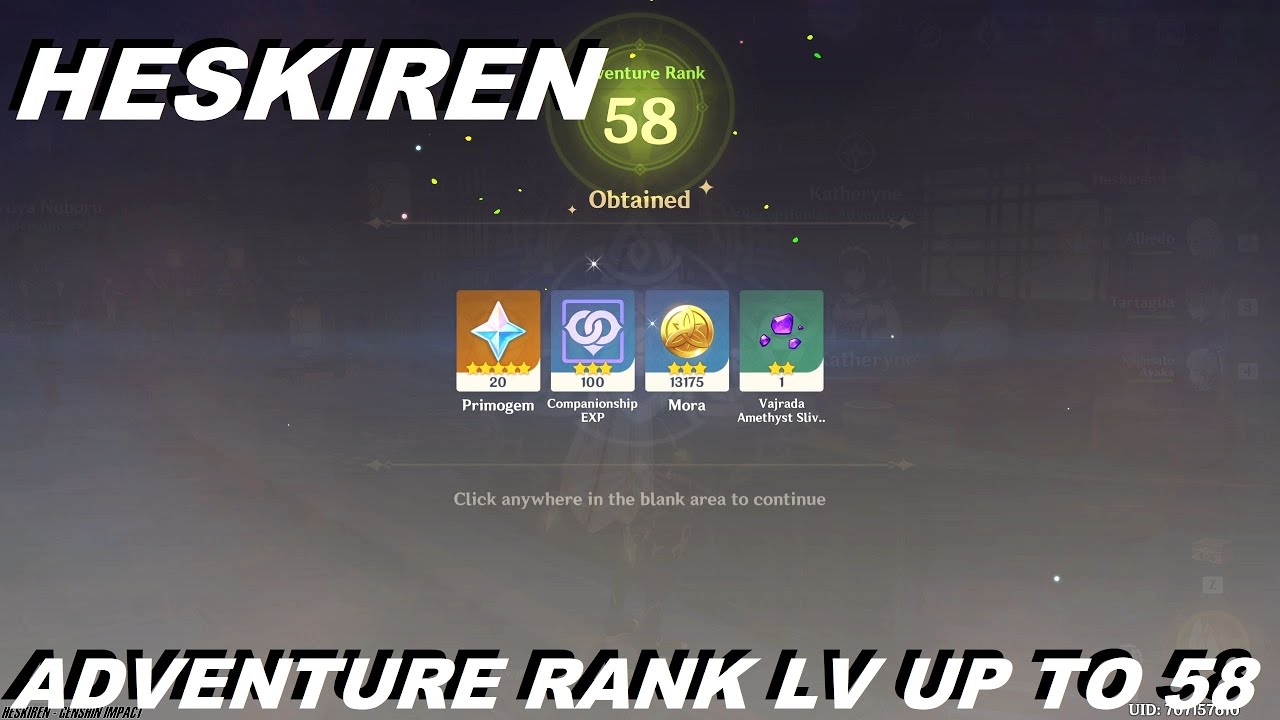 Genshin Impact #144 - | Adventure Rank 58 + Rewards | - YouTube