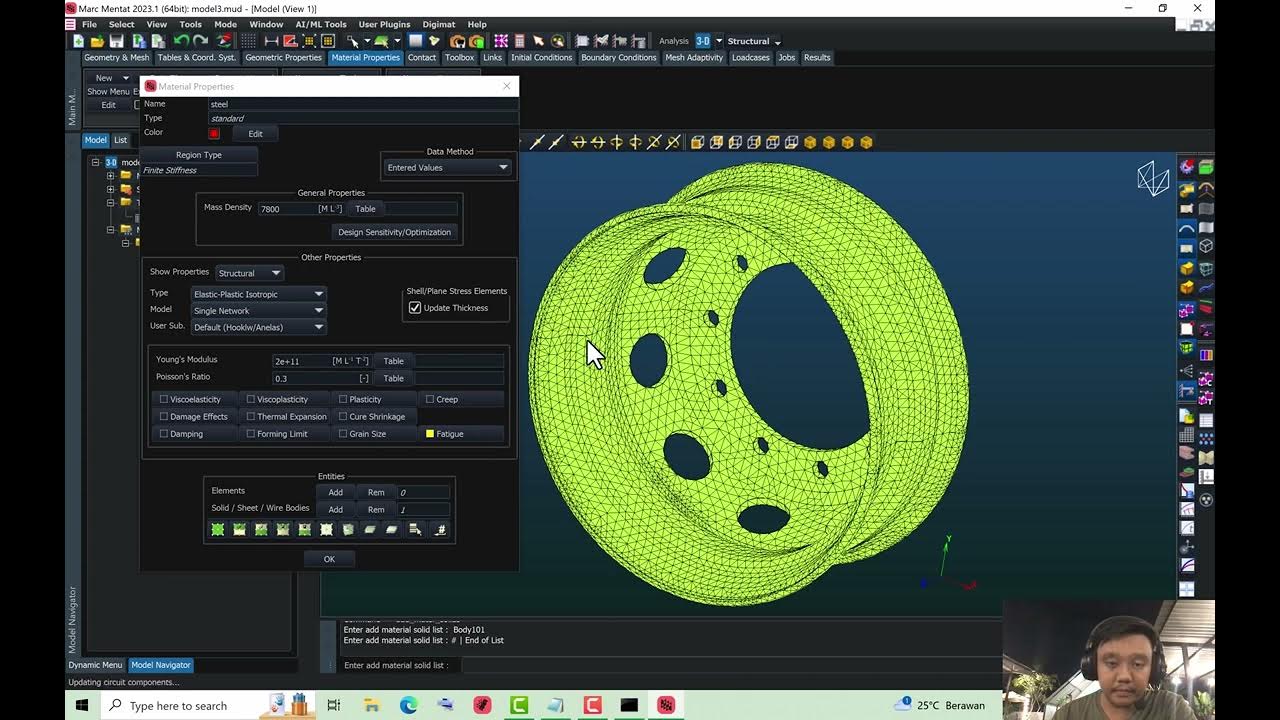 TUTORIAL simulasi fatigue menggunakan software MSC Marc Mentat (HEXAGON) - YouTube