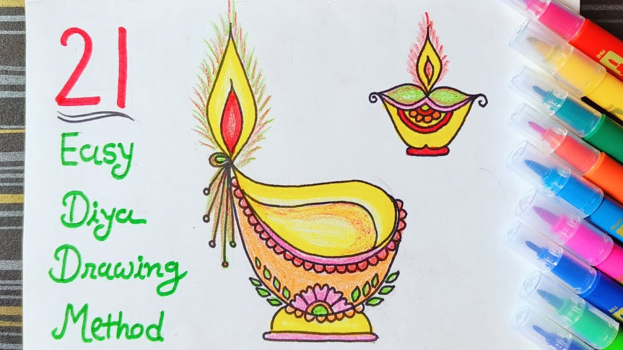 How to Draw a Diya 🪔| How To Draw a Diya Easy For Kids and Toddlers ...