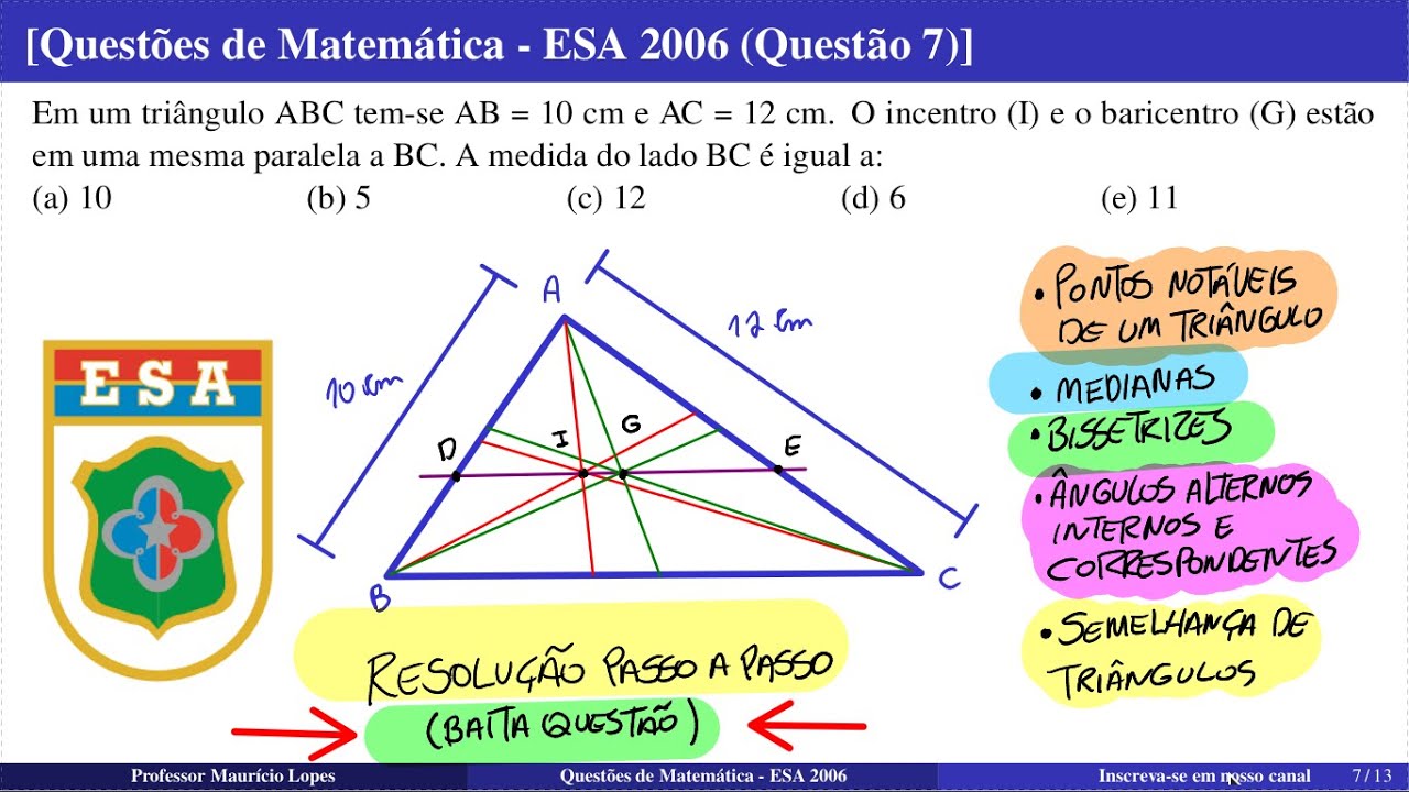 07 - Questão 7 de matemática ESA 2006 - YouTube