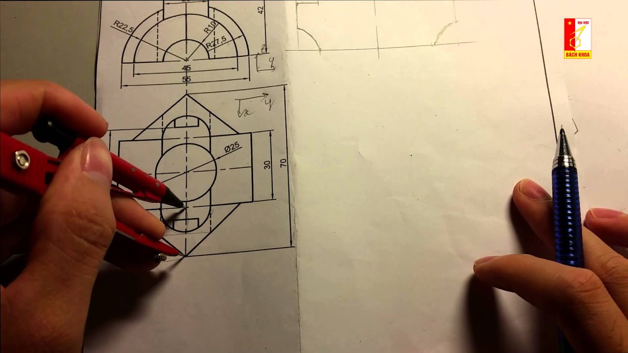 Hình chiếu trục đo đề 2 - Descriptive Geometry and Eng. Drawing - YouTube