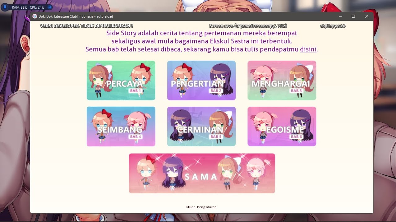[SPOILER] DDLC! Indonesia : Side Story (beta preview) - YouTube