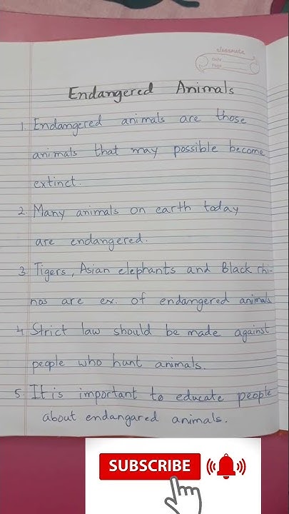 Endangered Animals |5 Lines On Endangered Animals|Easy Writing For Kids ...