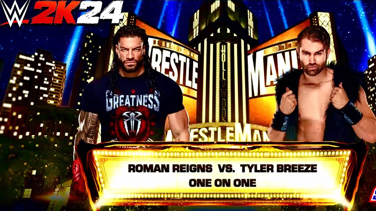 ROMAN REIGNS VS TYLER BREEZE WWE 2K24 Simulation Match - YouTube