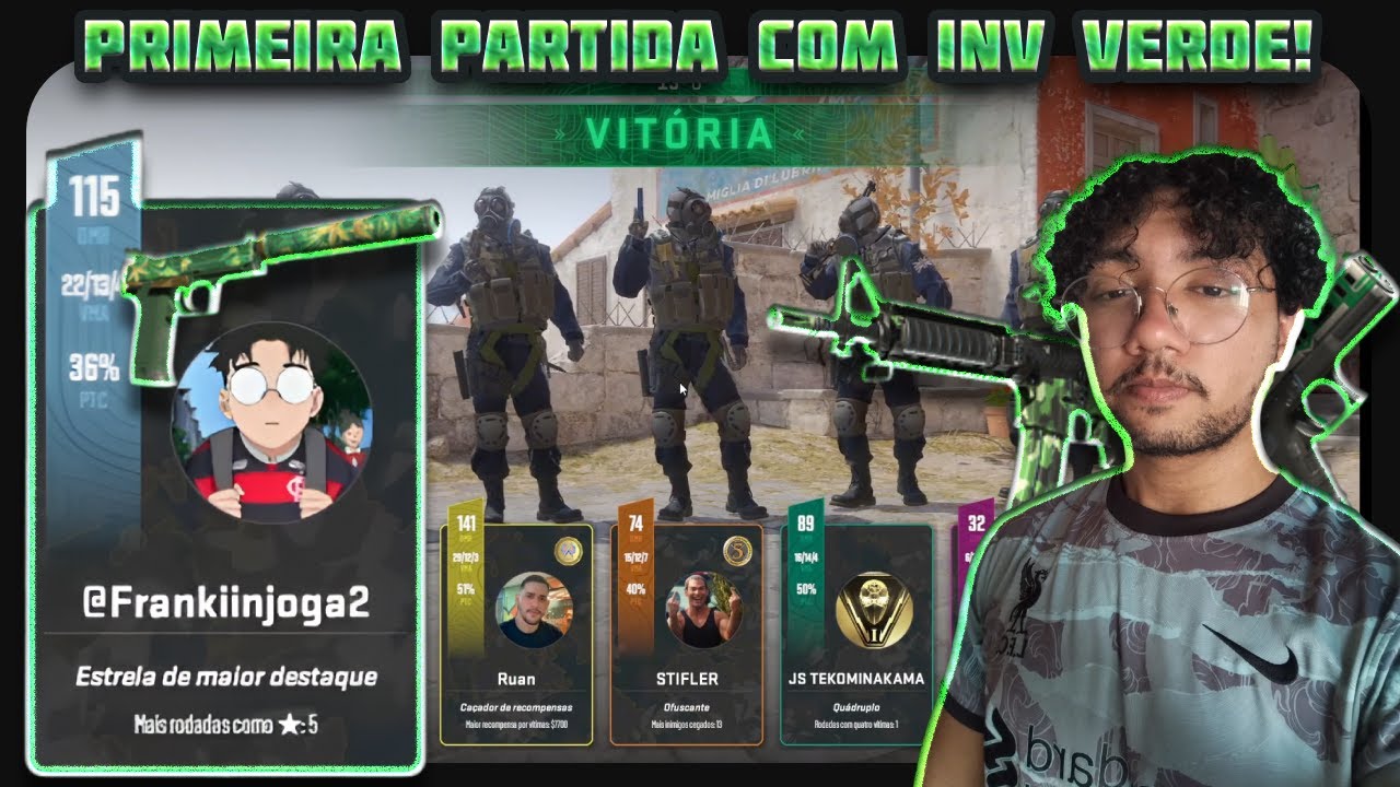 Essa foi nossa Primeira partida com meu novo inventario verde no CS2 ...