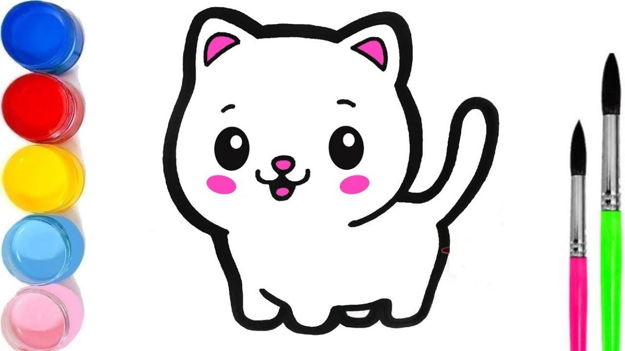 Bolalar uchun yoqimli mushukni qanday chizish mumkin.How to draw a cute ...