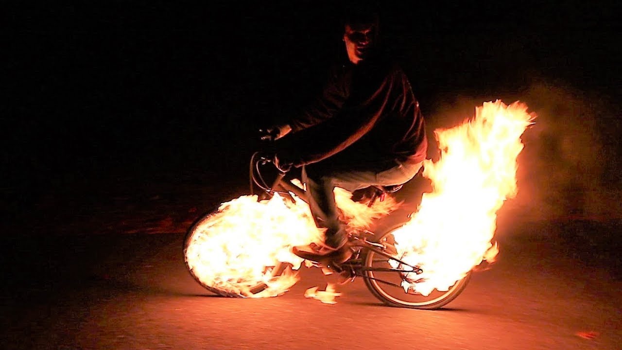 FLAMING BIKE WHEELIES!! - YouTube