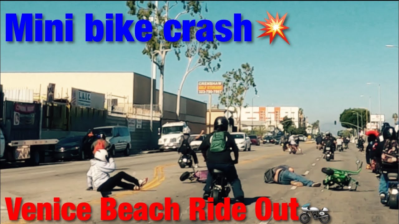Mini Bike Crash! Venice Beach Rideout - YouTube