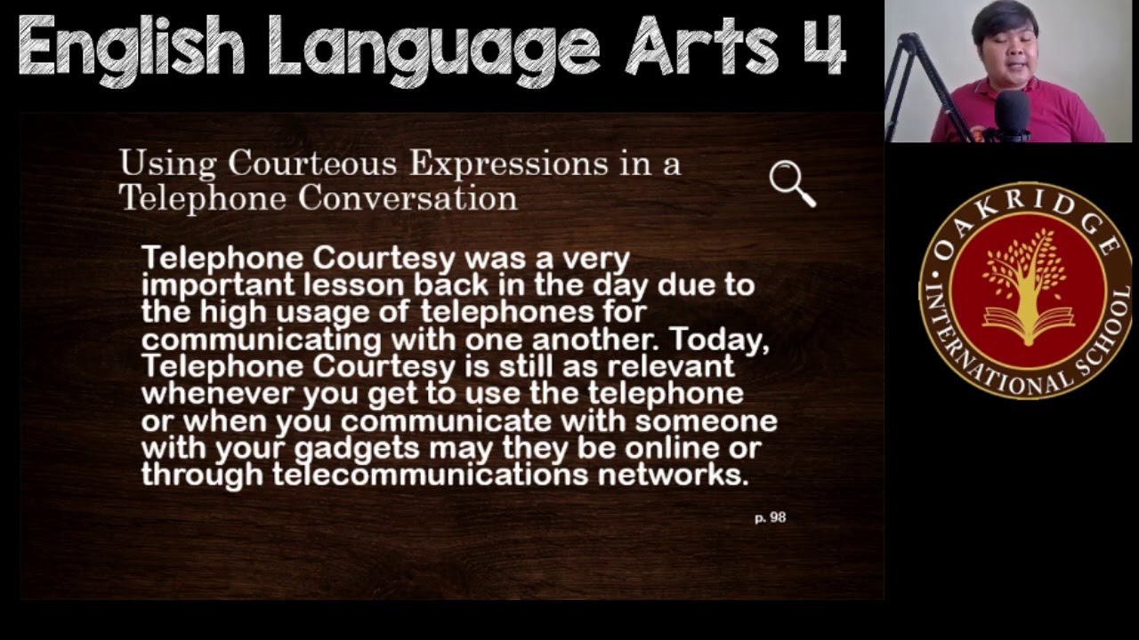 Week 6 ELA 4 Using Courteous Expressions in a Telephone Conversation ...