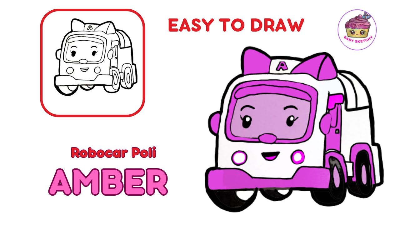 HOW TO DRAW AMBER FROM ROBOCAR POLI - YouTube