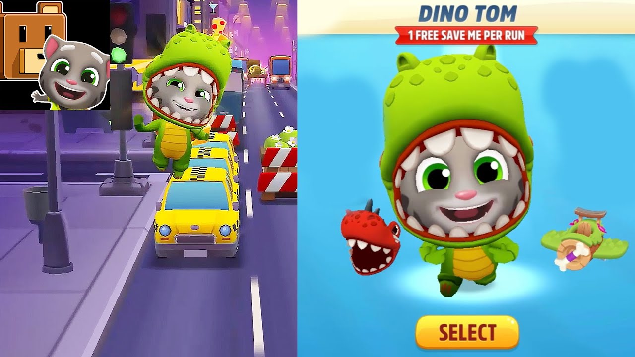 DINO TOM TALKING TOM GOLD RUN GAMEPLAY - YouTube