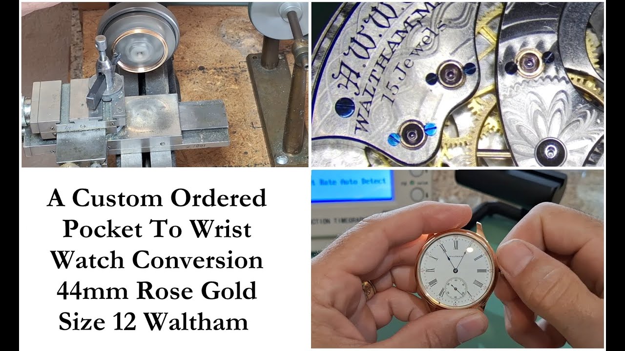 A custom ordered Rose Gold 44mm pocket to wrist watch conversion. Using ...