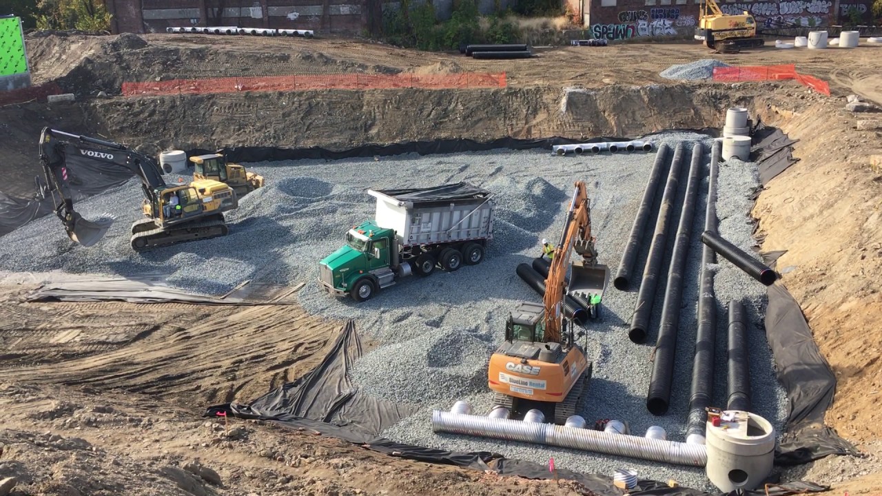 Aerial View of Underground Stormwater Retention Basin Plaza Allegheny ...